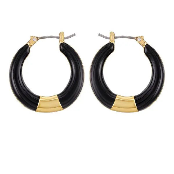 Vince Camuto Enamel Hoop Earrings - Black Enamel