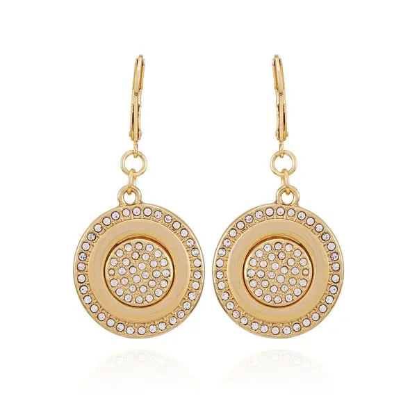 Vince Camuto Goldtone Pave Stone Coin Drop Earrings - Gold Tone