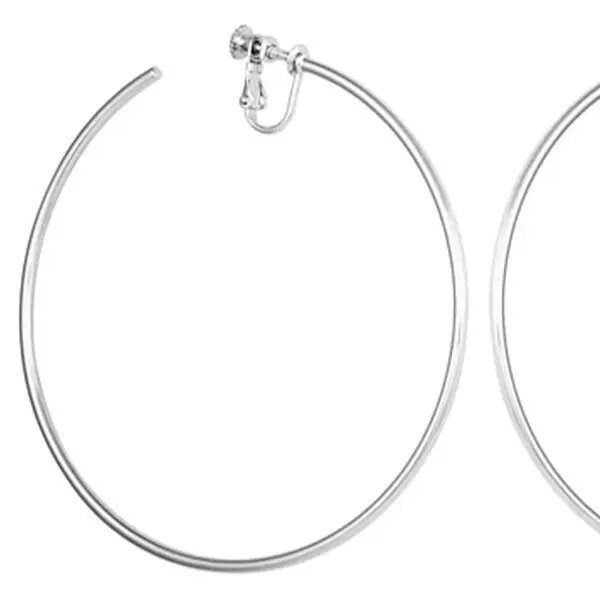 Vince Camuto Extra Large Hoop Clip On Earrings - Silver Tone