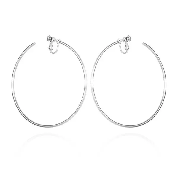Vince Camuto Extra Large Hoop Clip On Earrings - Silver Tone