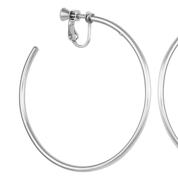 Vince Camuto Large Open Hoop Clip-on Earrings - Silver Tone