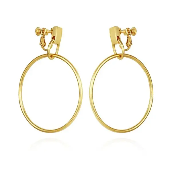 Vince Camuto Drop Hoop Clip On Earrings - Gold Tone