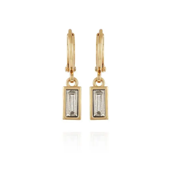 Vince Camuto Rectangular Stone Drop Huggie Earrings - Gold Tone