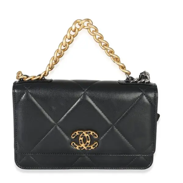 Chanel 19 Wallet On Chain Quilted Lambskin - Black