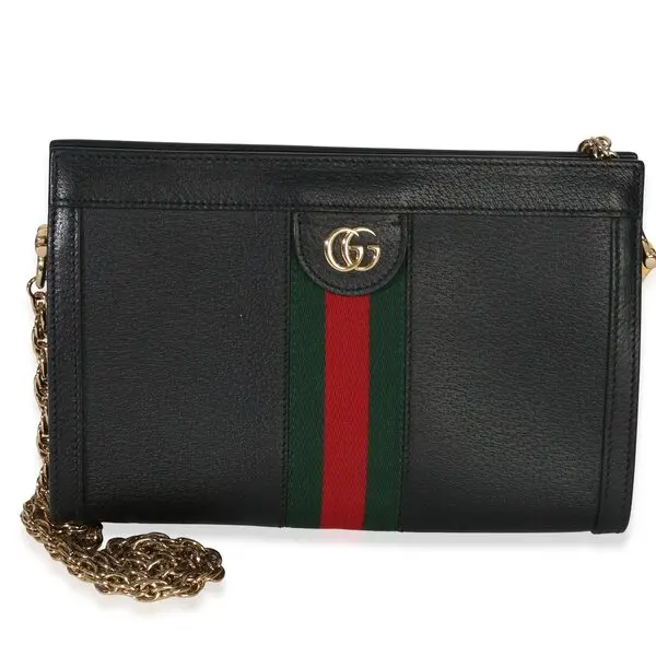 Gucci Calfskin Gg Ophidia Shoulder Bag - Black