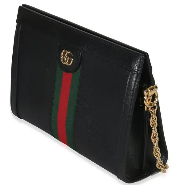 Gucci Calfskin Gg Ophidia Shoulder Bag - Black