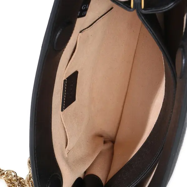 Gucci Calfskin Gg Ophidia Shoulder Bag - Black