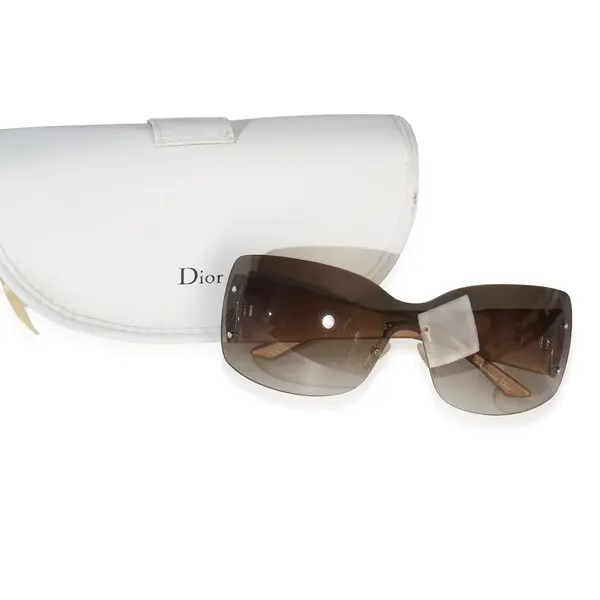 Dior Tortoise Acetate Ethnidior Jeweled Rimless Square Sunglaseses - Brown