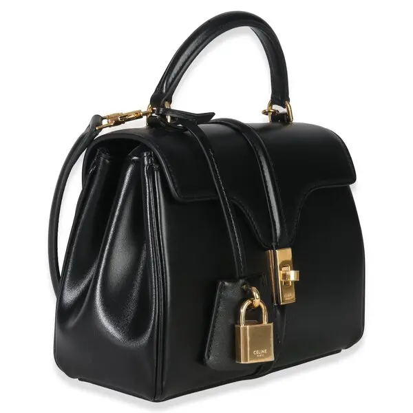 Celine 16 Top Handle Bag - Black