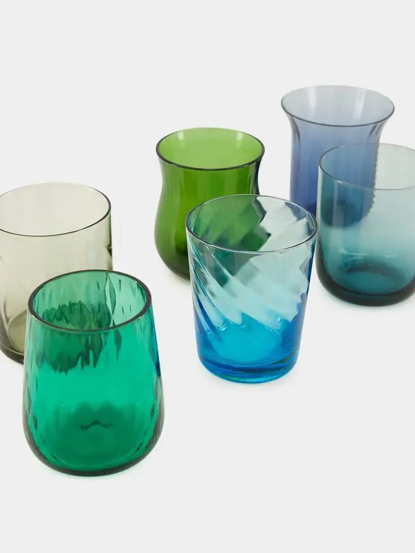 BITOSSI Set Of 6 Textured Glass Tumblers