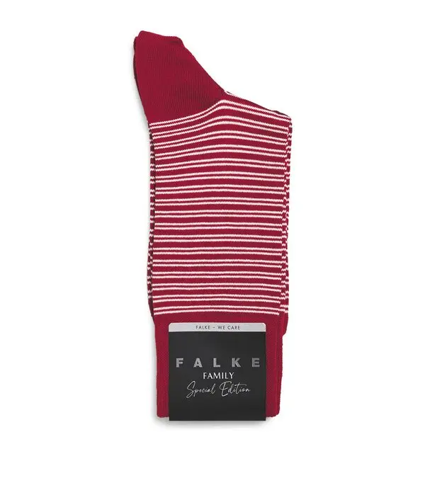 Falke Cotton-blend Stripe Family Socks - Red