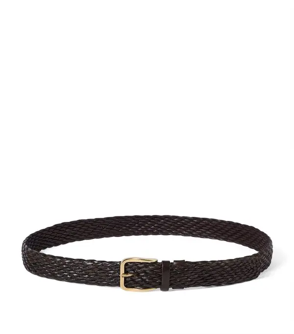 Brunello Cucinelli Calfskin Woven Belt - Brown