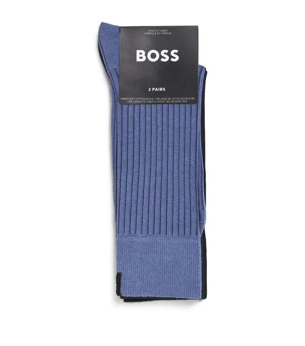 BOSS Ribbed Logo Socks - Blue