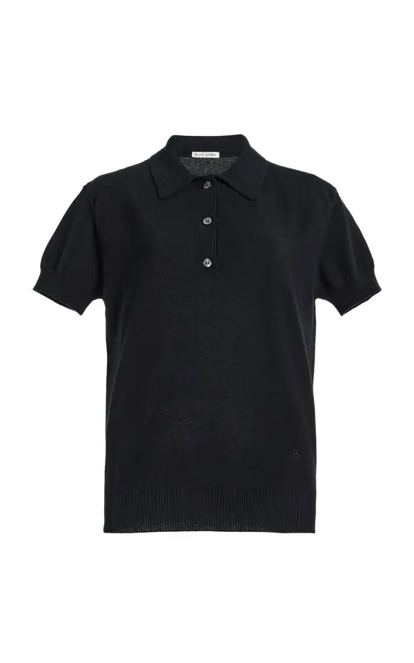 HIGH SPORT Sylvie Cotton-crepe Polo Shirt - Black