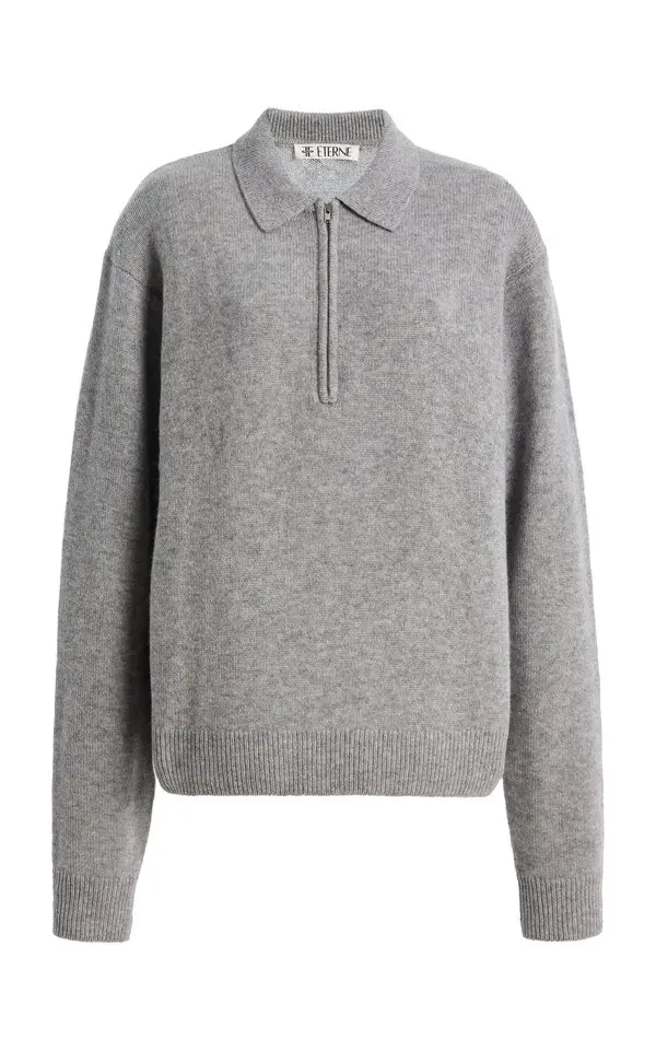 Eterne Blaise Cashmere Quarter-zip Sweater - Grey