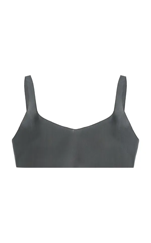 Prada Silk Crepe De Chine Cropped Top - Grey