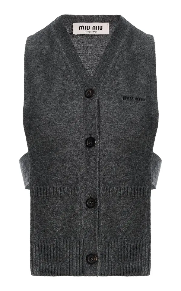 Miu Miu Cashmere Cardigan Vest - Grey