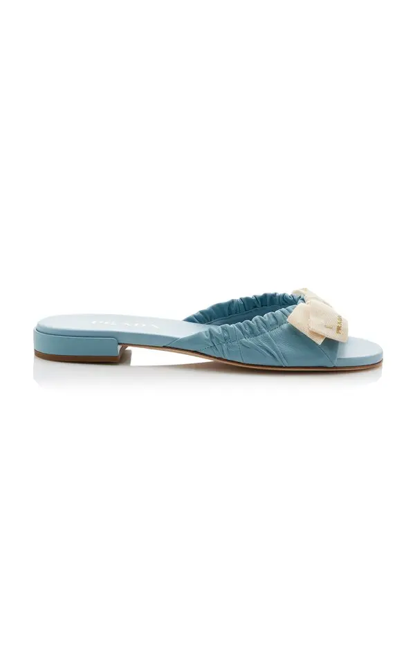 Prada Grosgrain-trimmed Leather Sandals - Blue