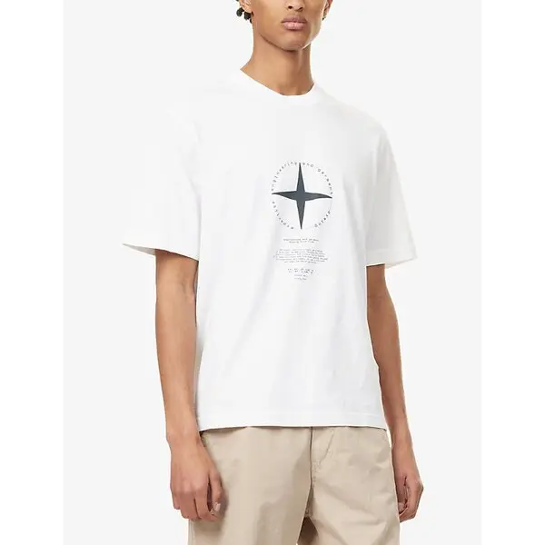 Stone Island Compass Print Cotton T-shirt