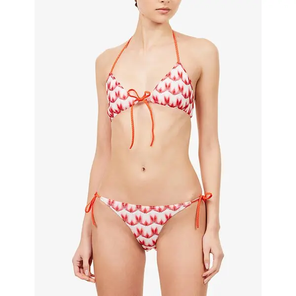 Missoni Chevron-print Raschel Knit Bikini Set - Multi Red/pink