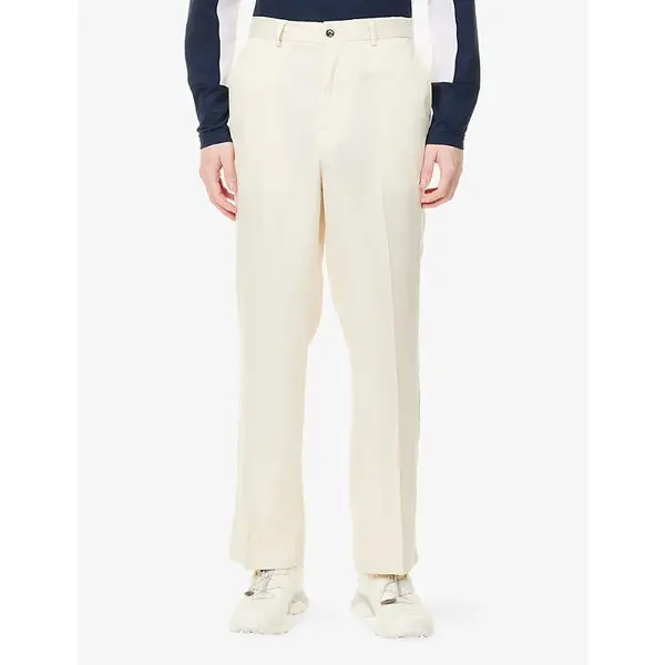 MALBON Logo-embroidered Woven Trousers - Cream