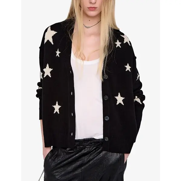 Zadig&Voltaire Star-motif Cashmere Cardigan - Black