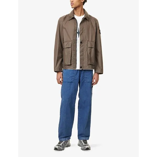 Stone Island Logo-patch Straight-leg Woven Trousers