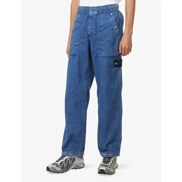 Stone Island Logo-patch Straight-leg Woven Trousers