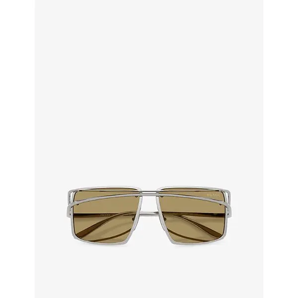 Prada Pr C55s Irregular-frame Metal Sunglasses - Clear