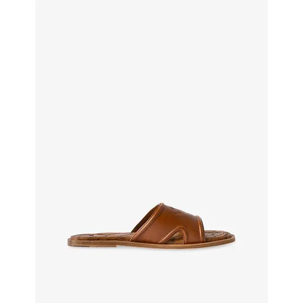 Zadig&Voltaire Beach Logo Leather Slides - Caramelo