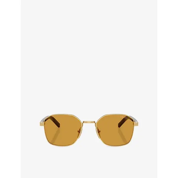 Prada Square-frame Steel Sunglasses - Gold