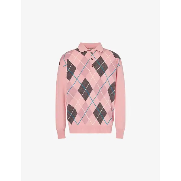 JW Anderson X Pringle Argyle Wool Jumper - Bubblegum