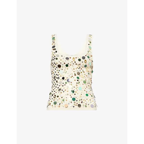 JADED LONDON Sequin-embellished Stretch-rib Vest Top