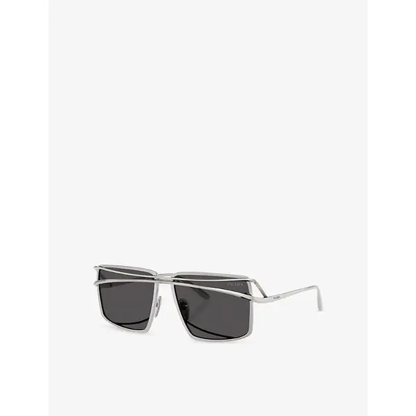 Prada Irregular-frame Metal Sunglasses - Clear