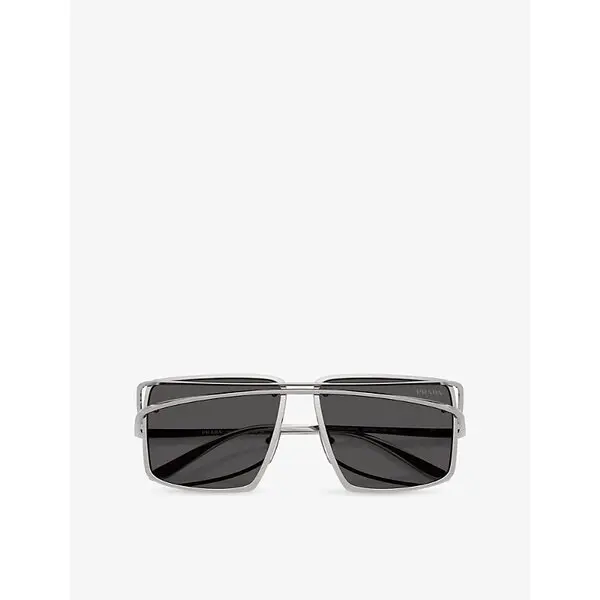 Prada Irregular-frame Metal Sunglasses - Clear