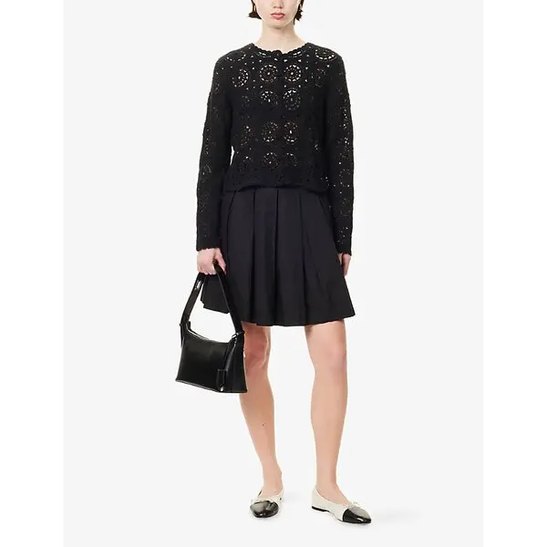 FRAME The Crochet Cropped Cotton Cardigan