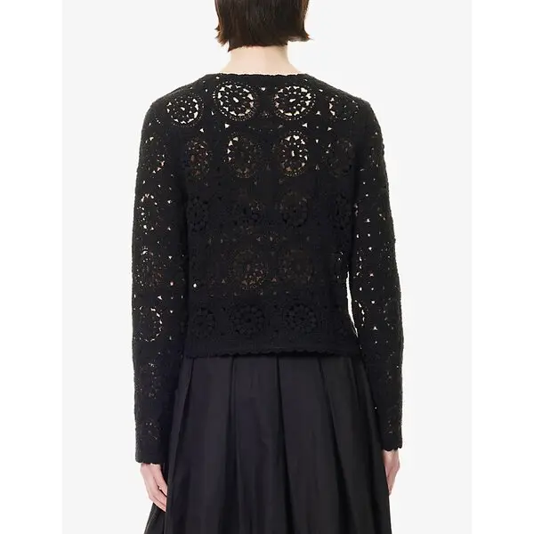 FRAME The Crochet Cropped Cotton Cardigan