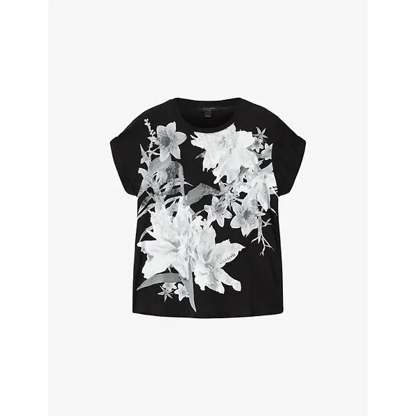 ALLSAINTS Crystal Anna Graphic-print Cotton T-shirt - Black
