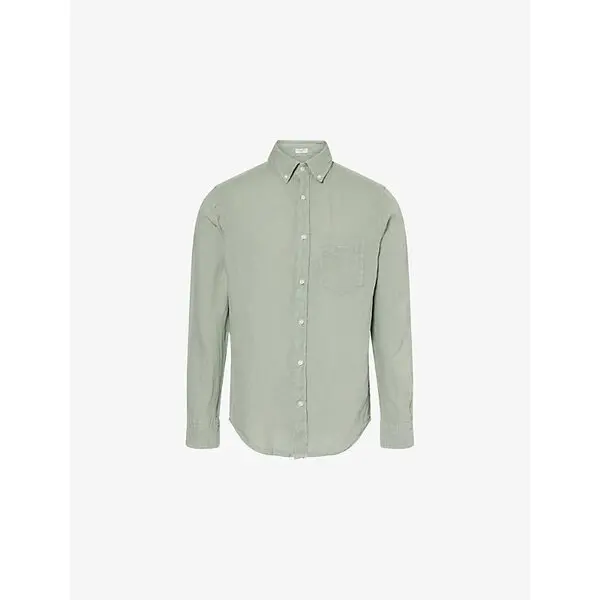 Gant Logo-embroidered Regular-fit Linen Shirt Xxl - Ceramic Grey
