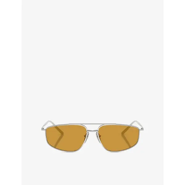 Prada Pillow-frame Metal Sunglasses - Silver