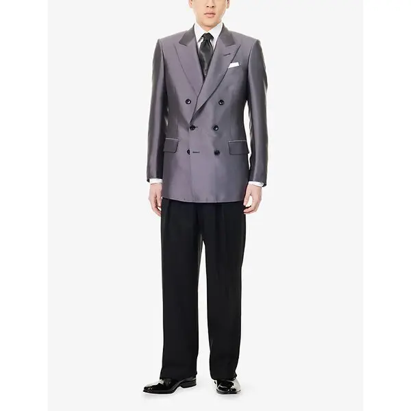TOM FORD Double-breasted Regular-fit Silk Blazer