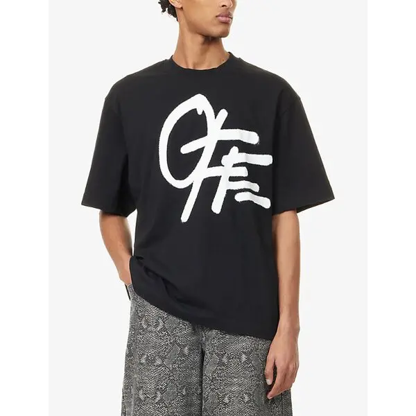 Off-White Shared Spray Logo Cotton T-shirt - Black