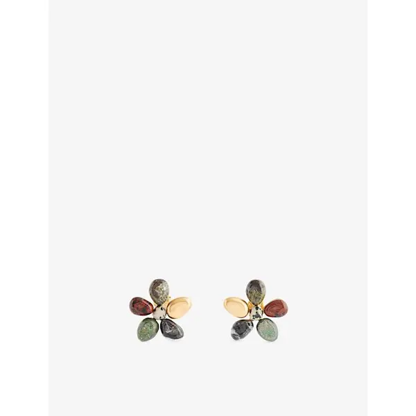 Zimmermann Norma Floral Stud Earrings - Gold Multi