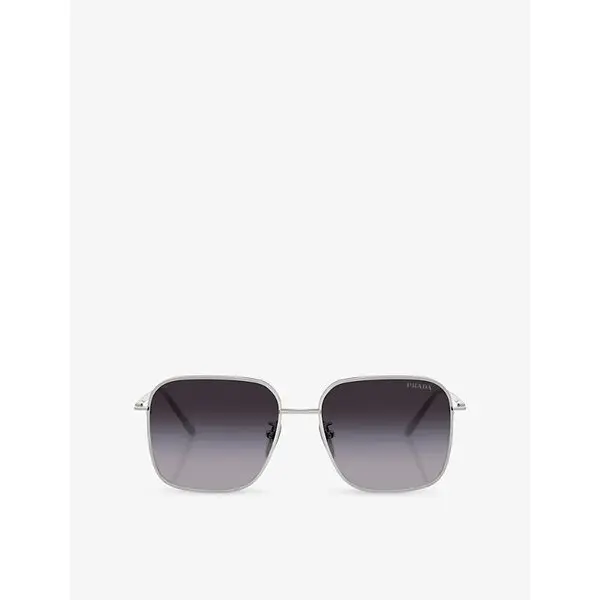 Prada Square-frame Metal Sunglasses - Silver
