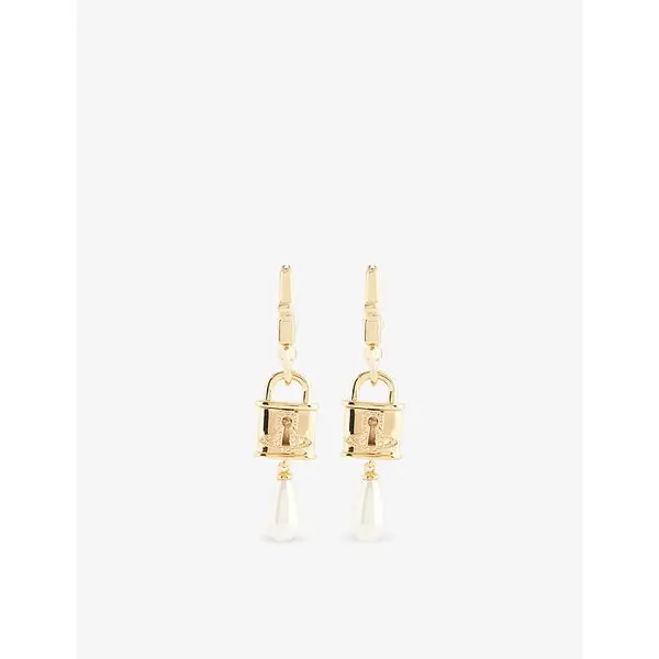 VIVIENNE WESTWOOD Celestia Small Brass Drop Earrings - Gold / Creamrose Pearl
