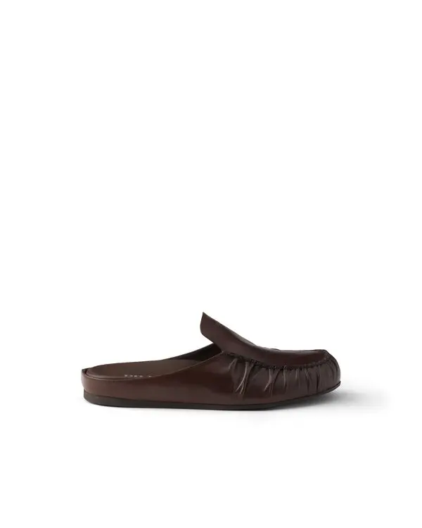 Prada Leather Mules - Brown