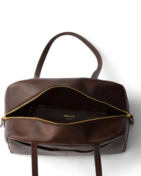 Prada Large Antiqued Leather Top-handle Bag