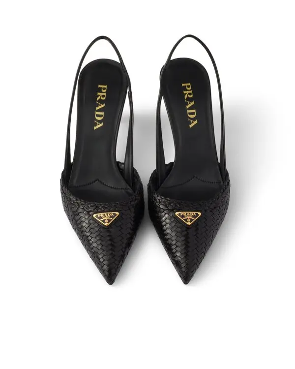 Prada Leather Slingback Pumps - Black