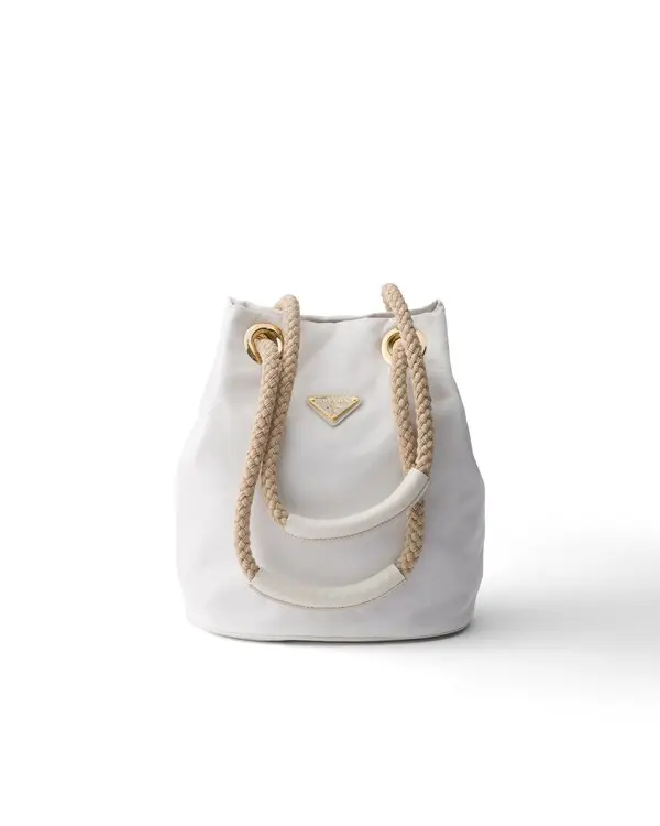 Prada Small Re-nylon Bucket Bag - White