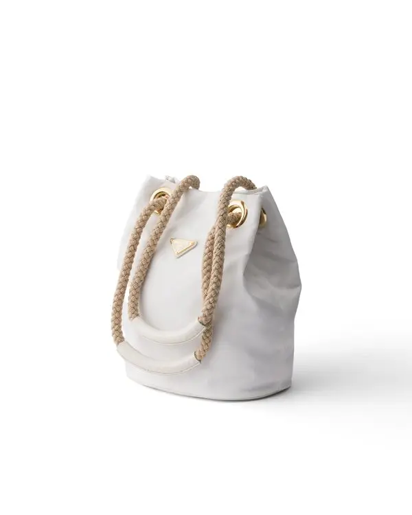 Prada Small Re-nylon Bucket Bag - White